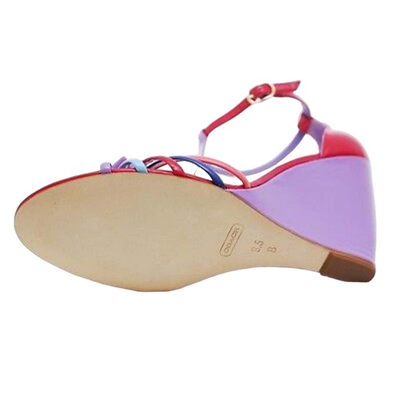 Coach | Shoes | Coach Tisha Heartstar Patent Leather Wedge Strappy ...